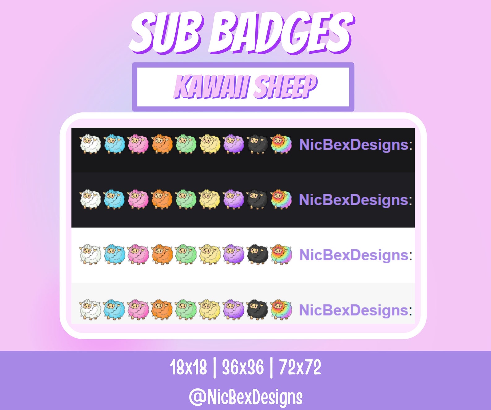 Kawaii Sheep Twitch Sub Badges / Bit Badges / Youtube / Palworld / Cute ...