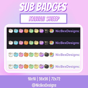 Kawaii Sheep Twitch Sub Badges / Bit Badges / Youtube / Palworld / Cute ...