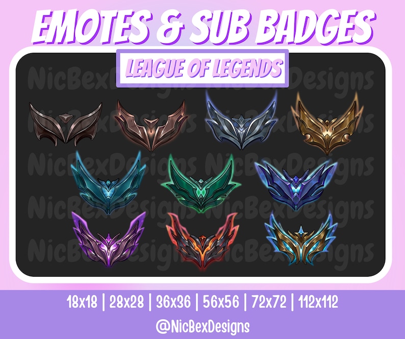 League of Legends Twitch Sub Badges & Emotes / Bit Badges / Lol Ranks ...