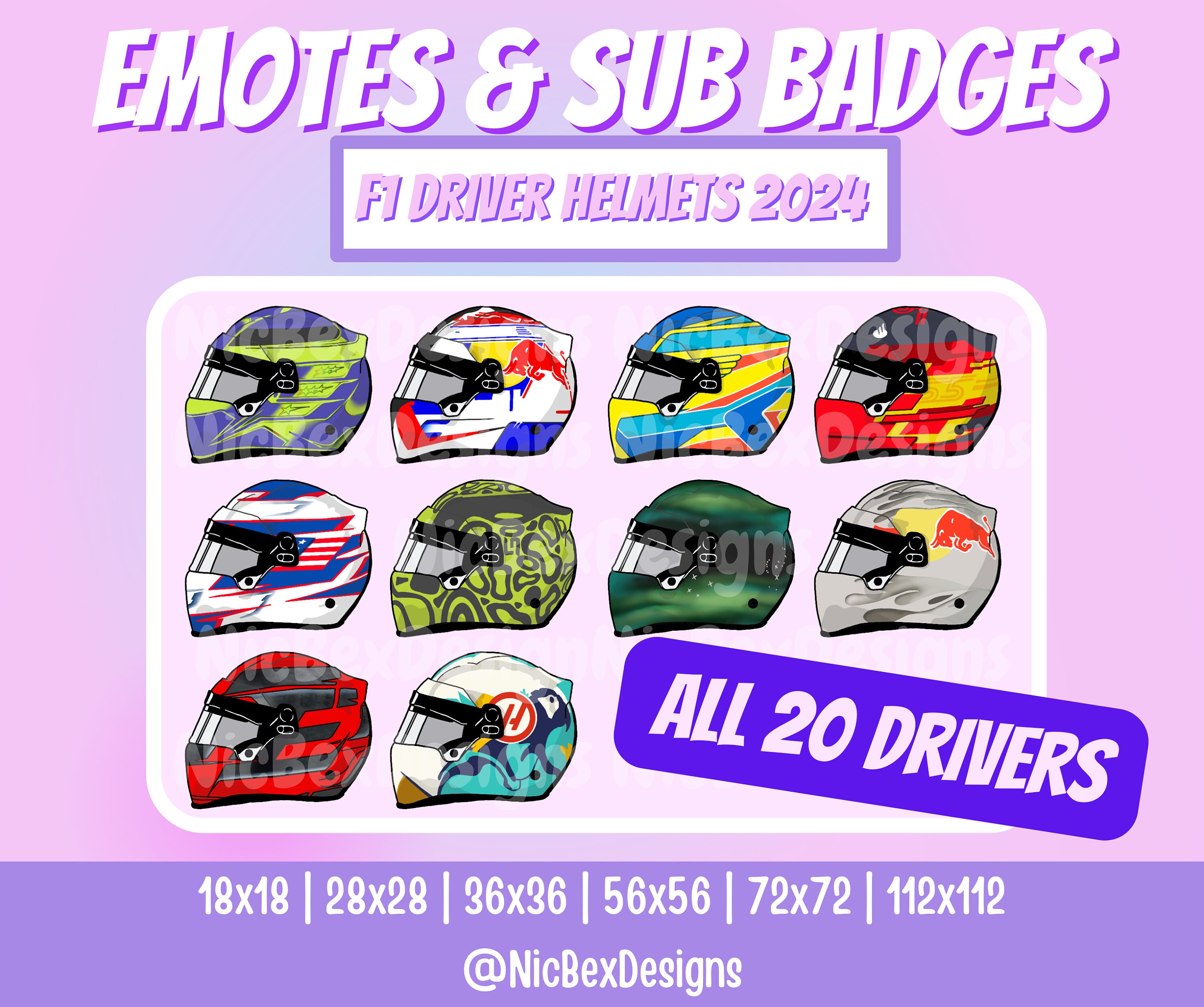 F1 Driver Helmets Twitch Sub Badges & Emotes / Bit Badges / Streamer ...