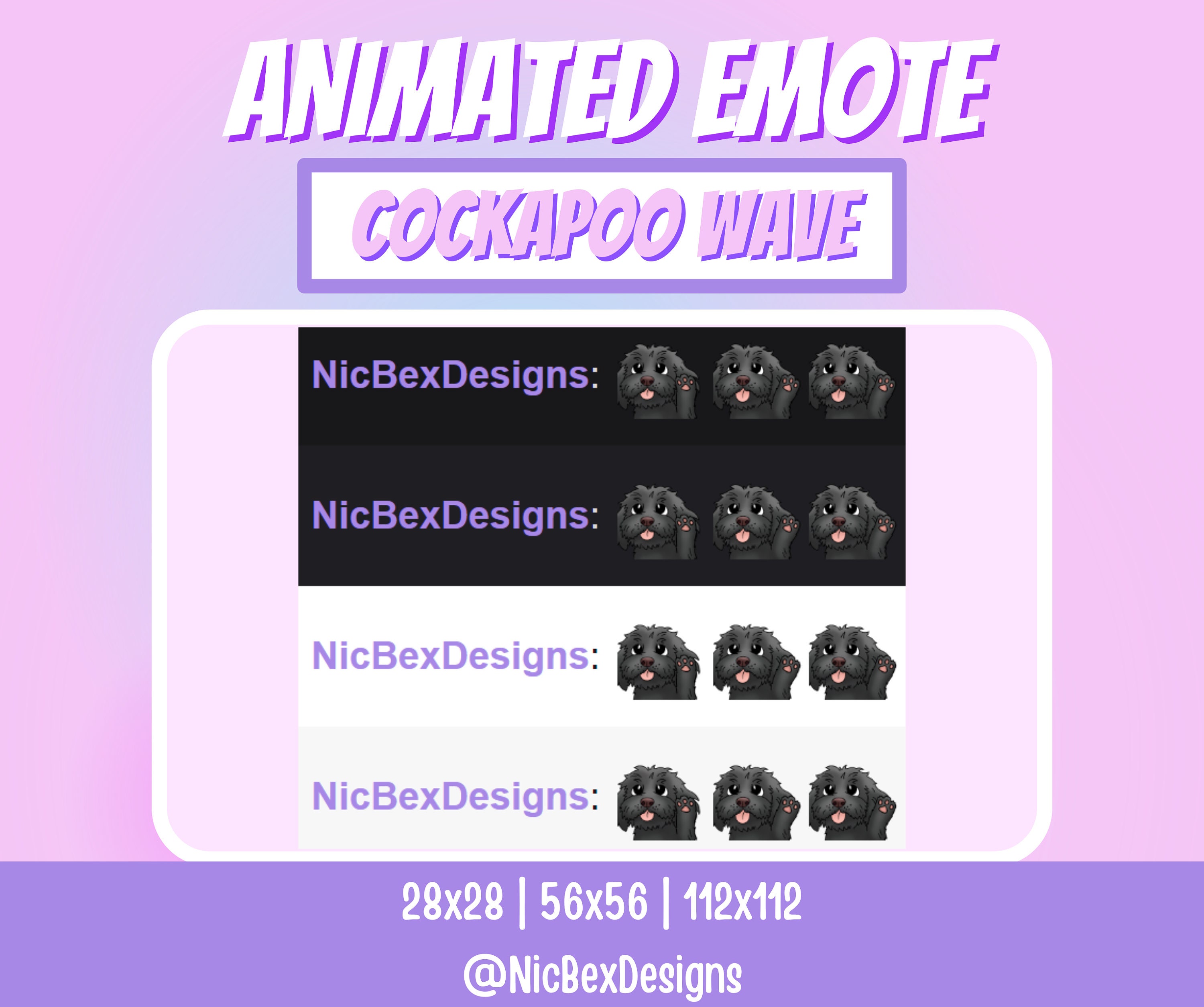 Black Cockapoo Wave Twitch Animated Emote / Streamer / Youtube / Dog ...