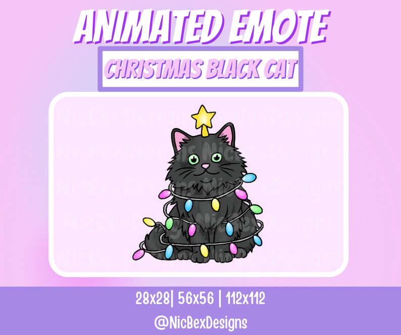 Christmas Black Cat Twitch Animated Emote / Streamer / Youtube - Etsy
