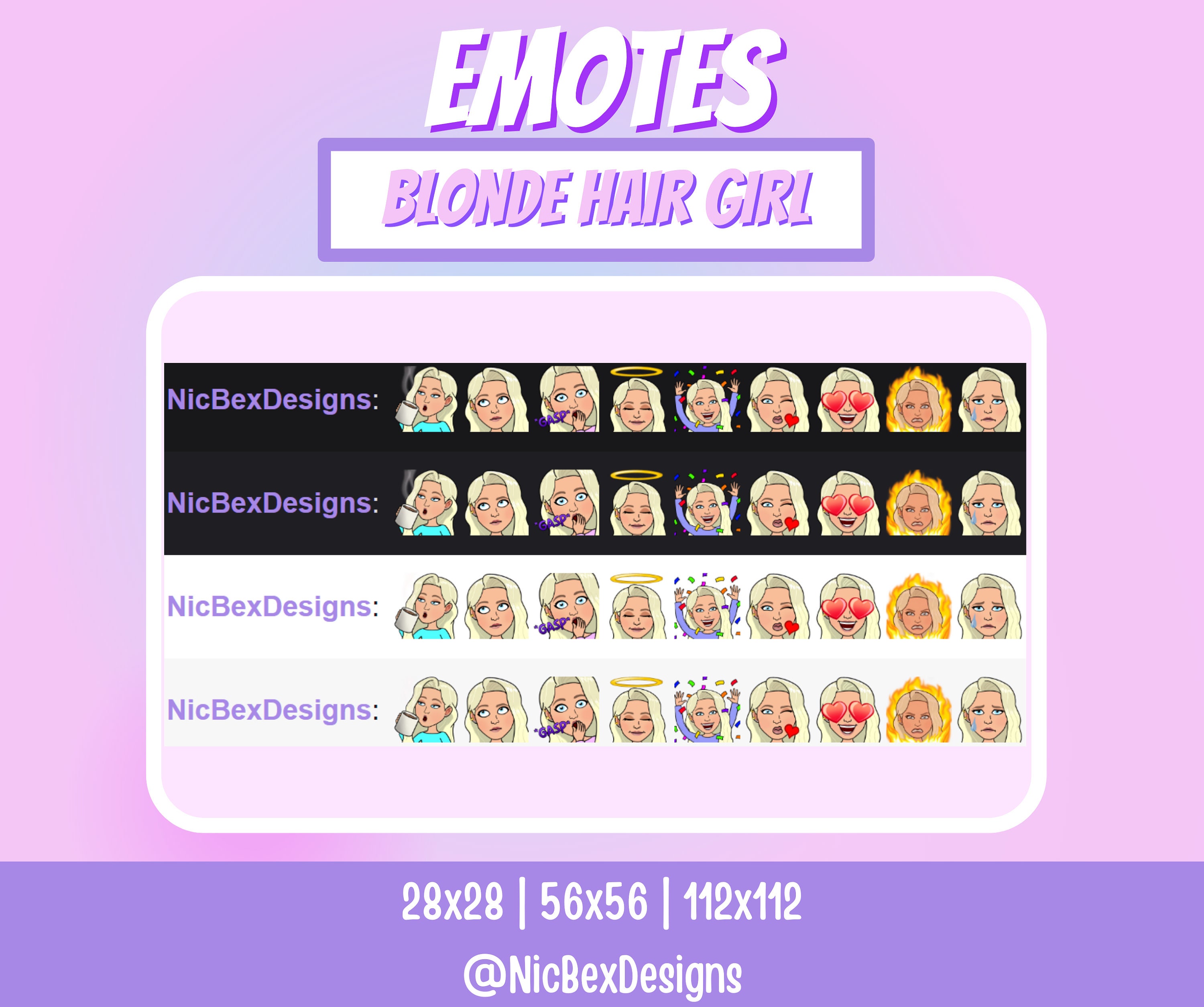 Blonde Hair Girl Twitch Emotes / Bit Badges / Streamer / Youtube / Sub ...