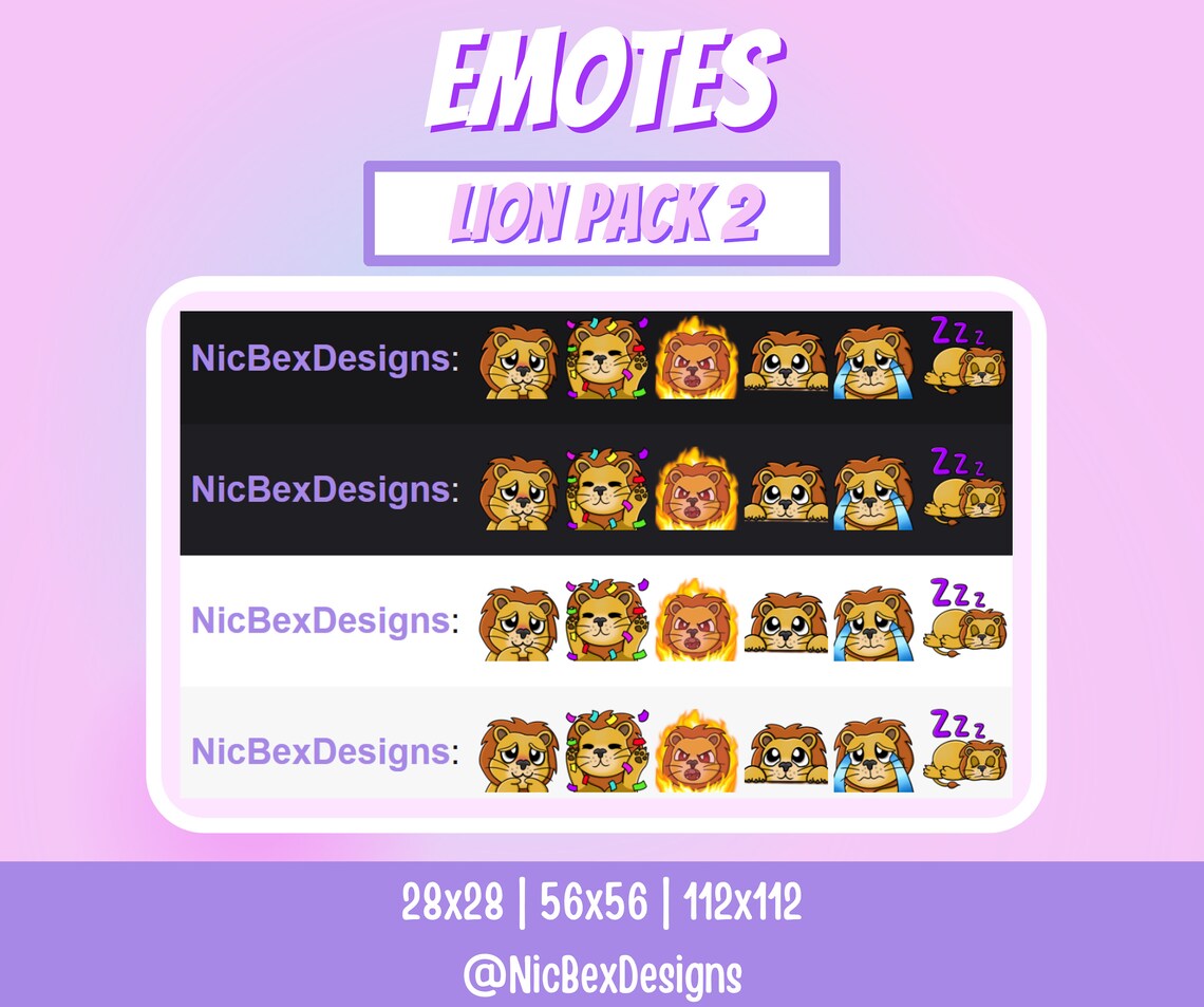 Lion Twitch Emote Pack / Bit Badges / Streamer / Youtube / Twitch ...