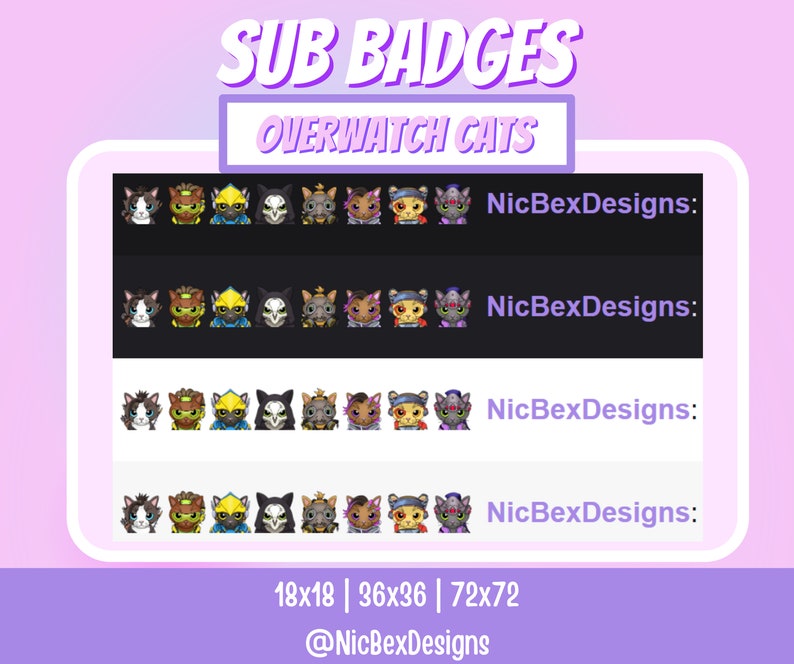 Overwatch Cat Twitch Emotes & Sub Badges / Bit Badges / Streamer ...