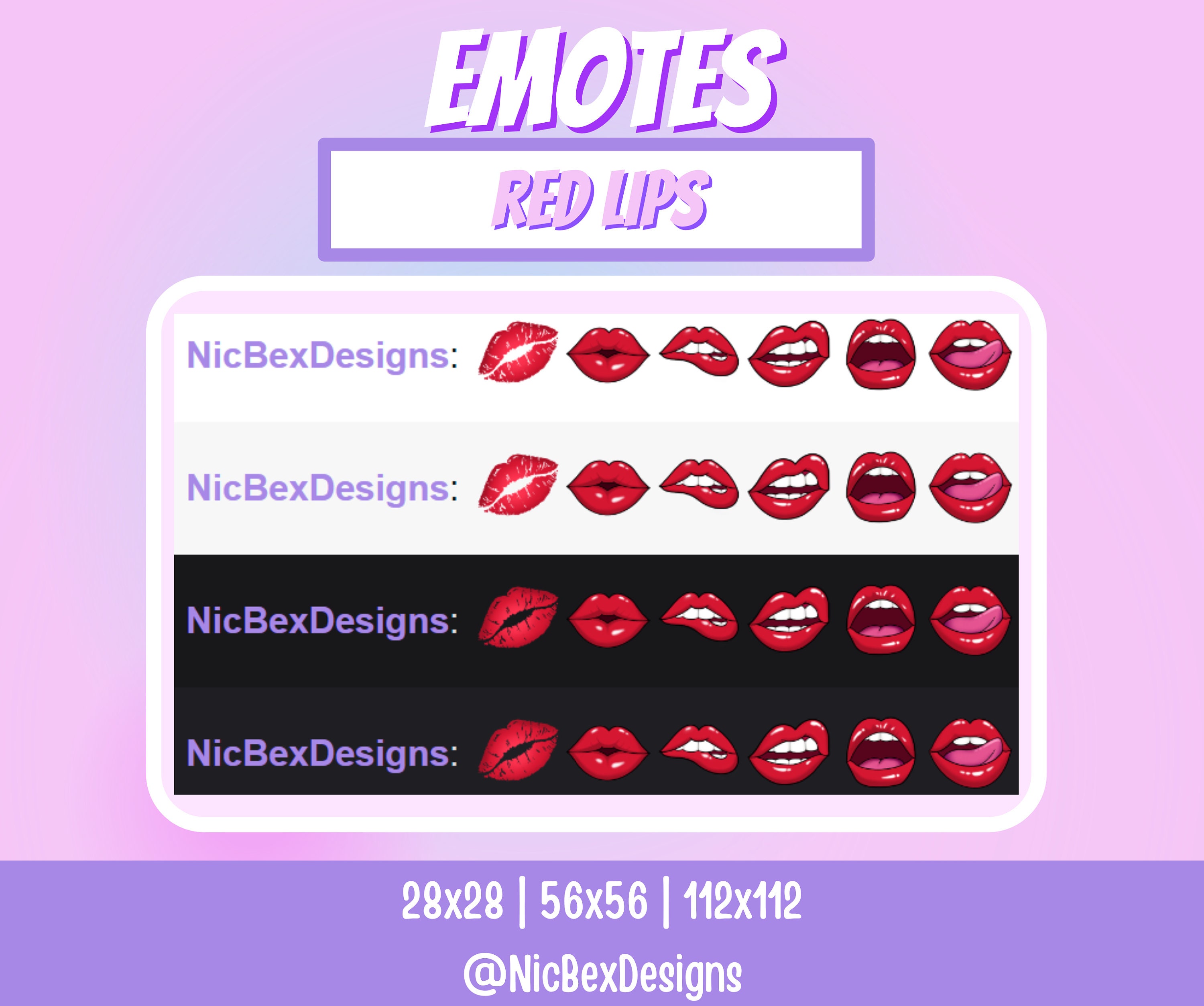Red Lips Twitch Sub Badges & Emotes / Bit Badges / Youtube / Twitch ...