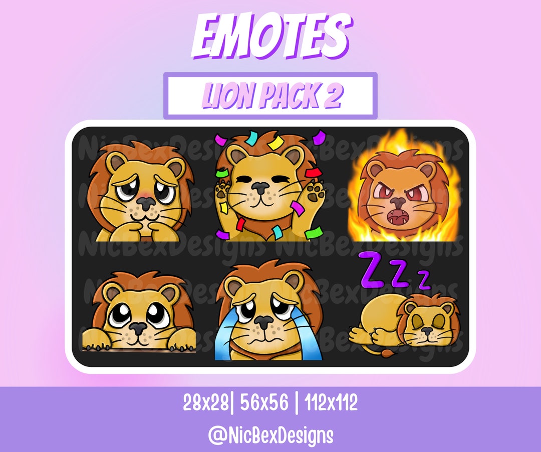 Lion Twitch Emote Pack / Bit Badges / Streamer / Youtube / Twitch ...