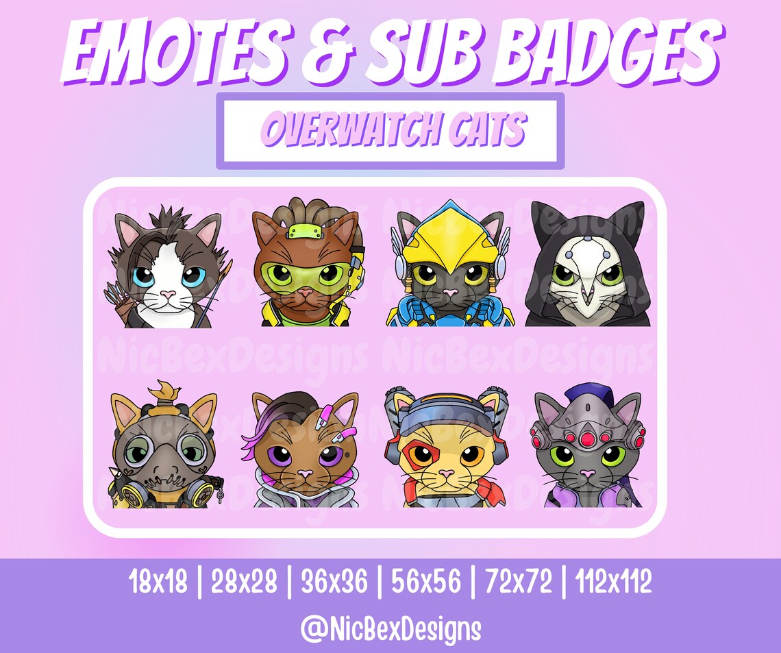 Overwatch Cat Twitch Emotes & Sub Badges / Bit Badges / Streamer ...