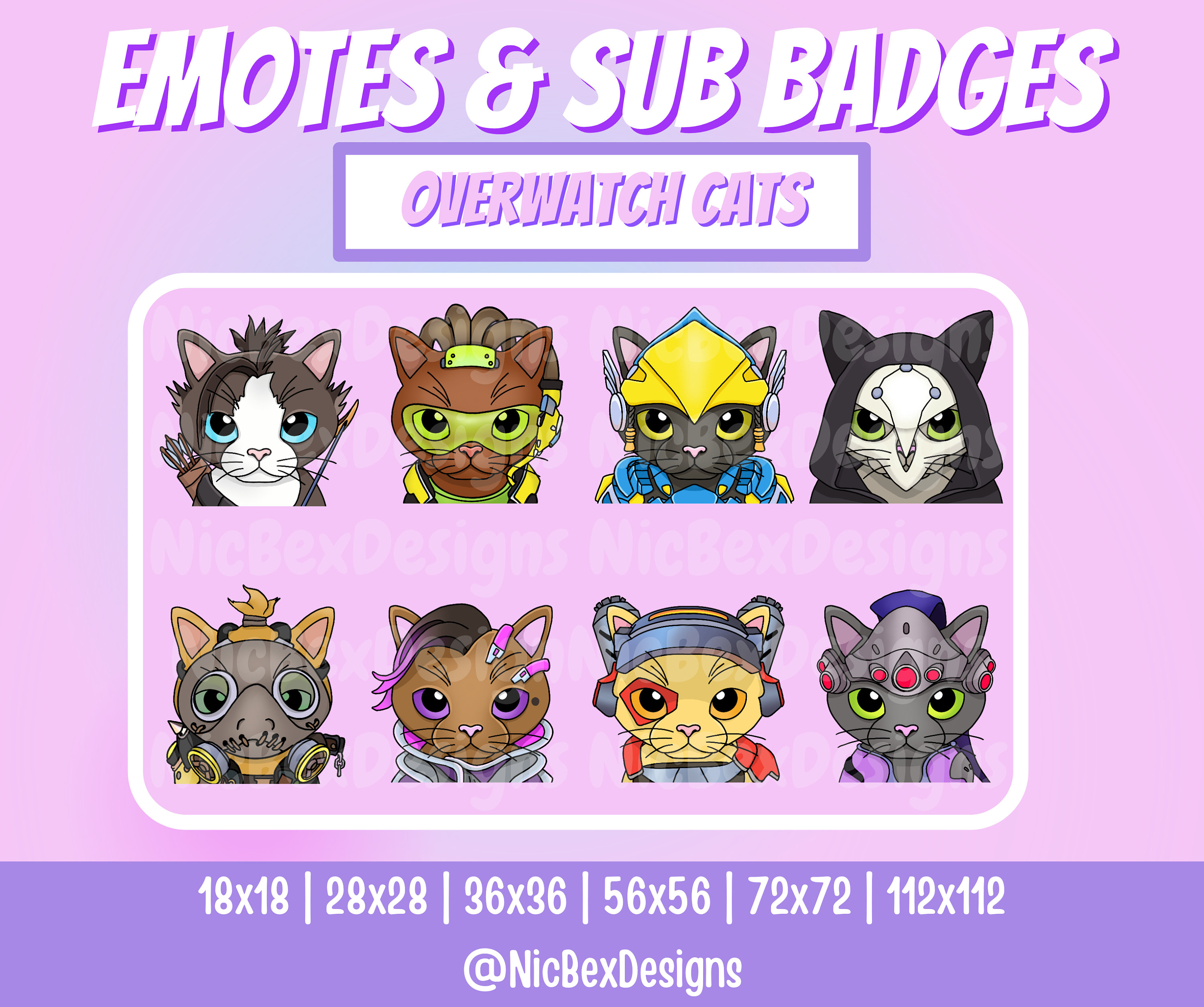 Overwatch Cat Twitch Emotes & Sub Badges / Bit Badges / Streamer ...