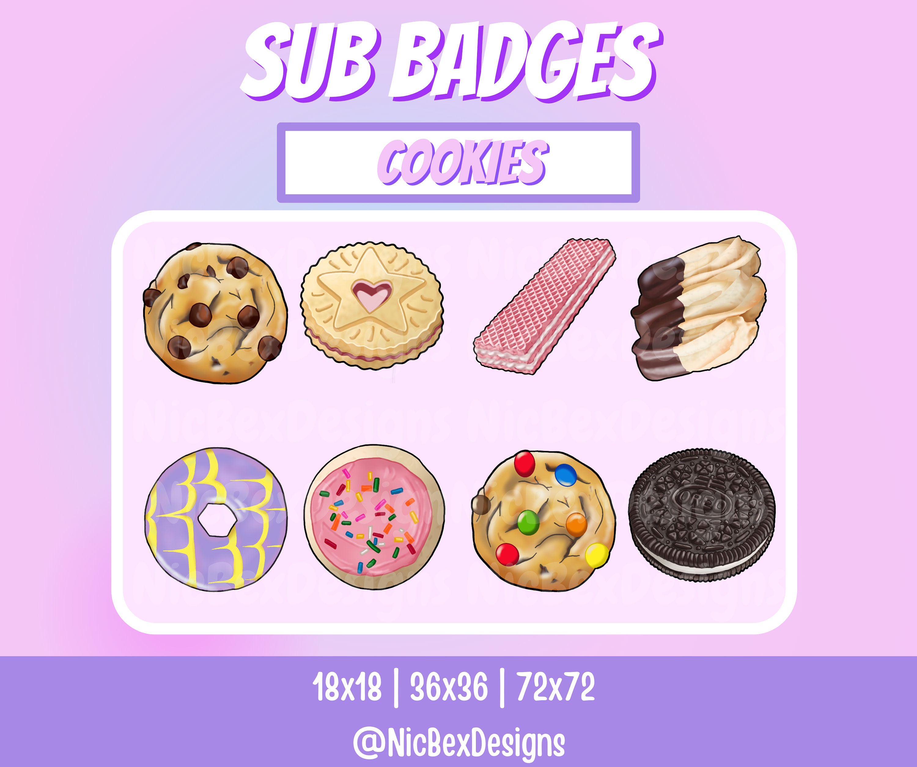 Cookie Twitch Sub Badges / Bit Badges / Youtube / Cheer Badges ...