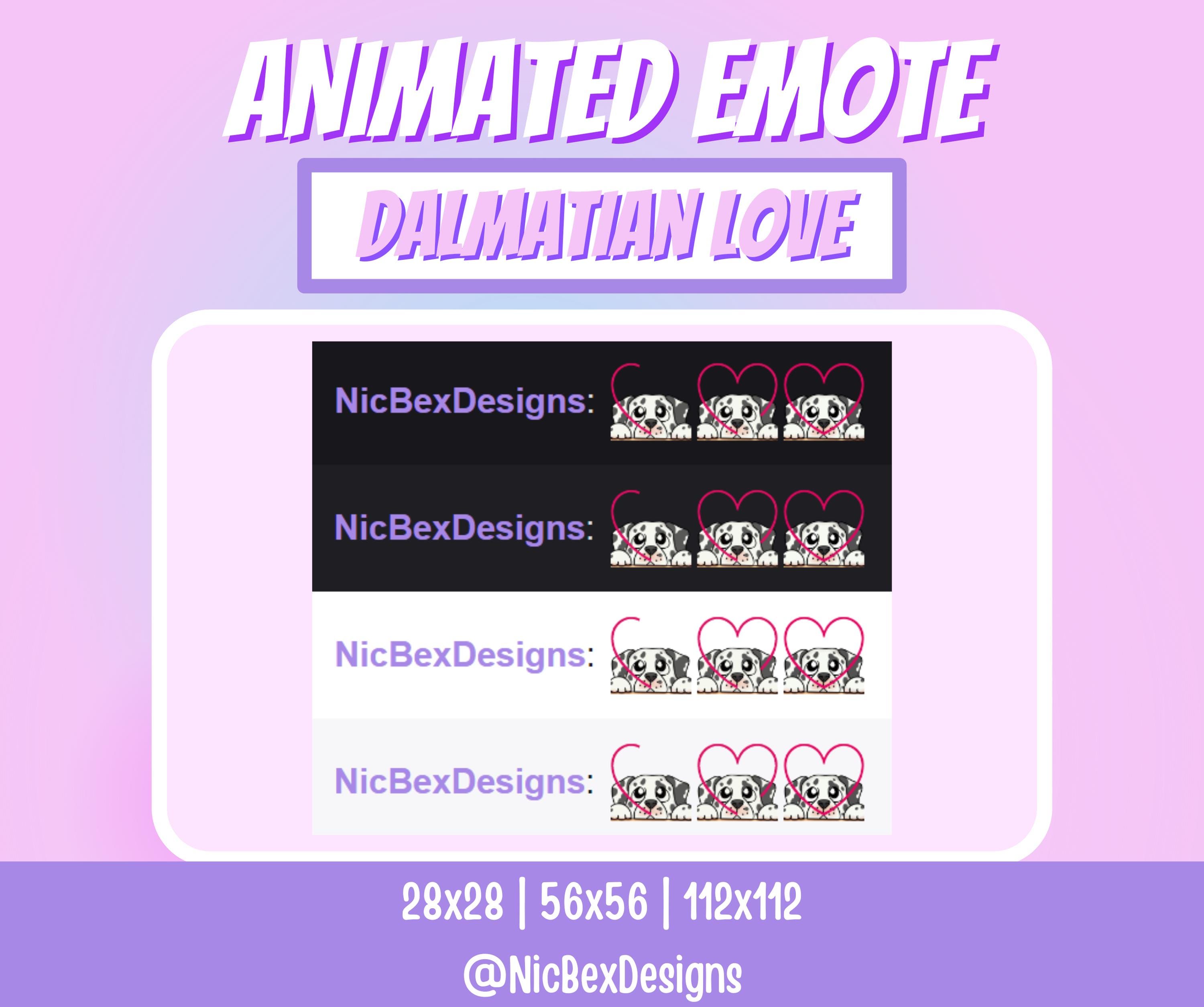 Dalmatian Love Twitch Animated Emote / Streamer / Dog Emote / Love ...