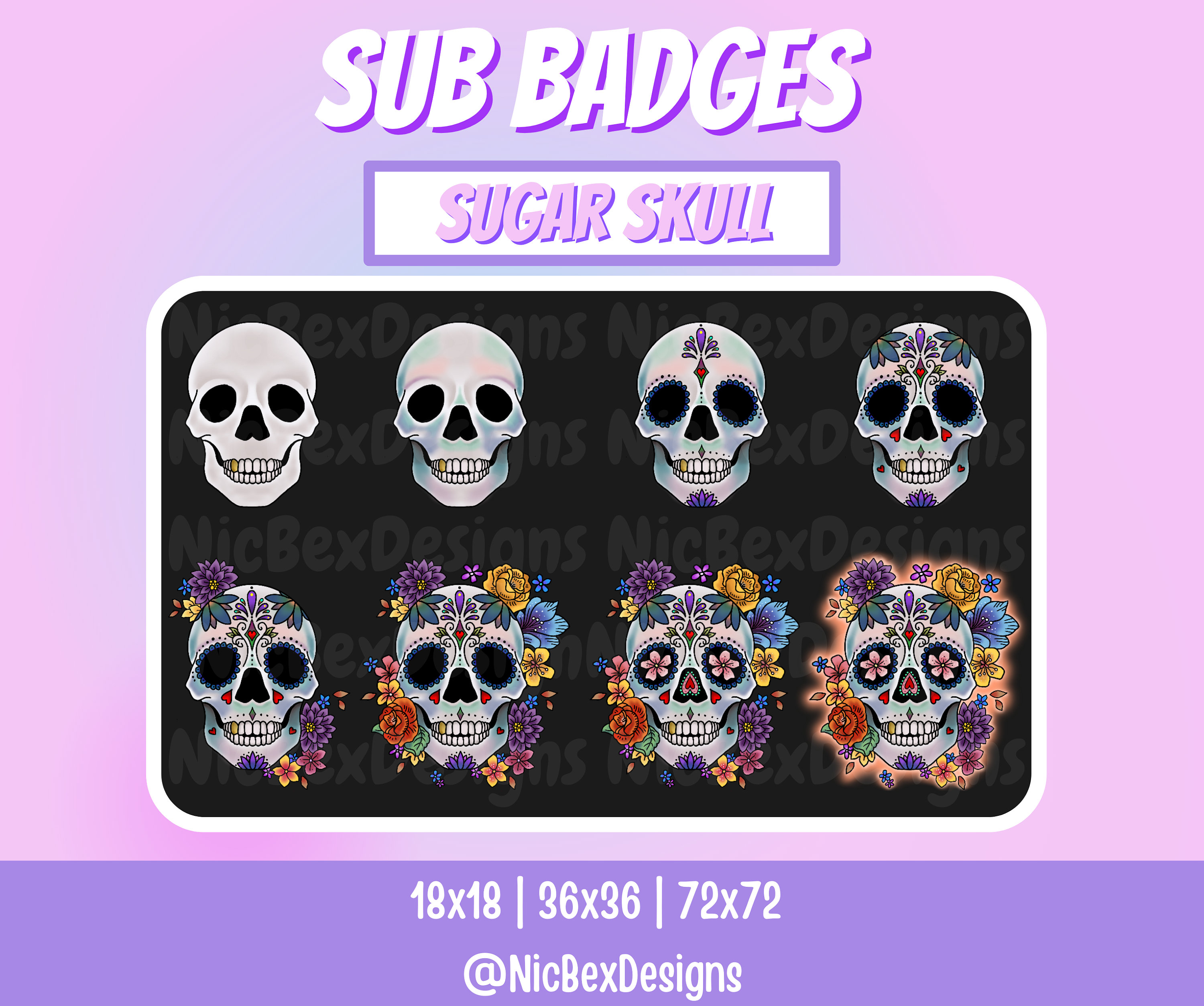 Sugar Skull Twitch Sub Badges / Bit Badges / Youtube / Cheer Badges ...