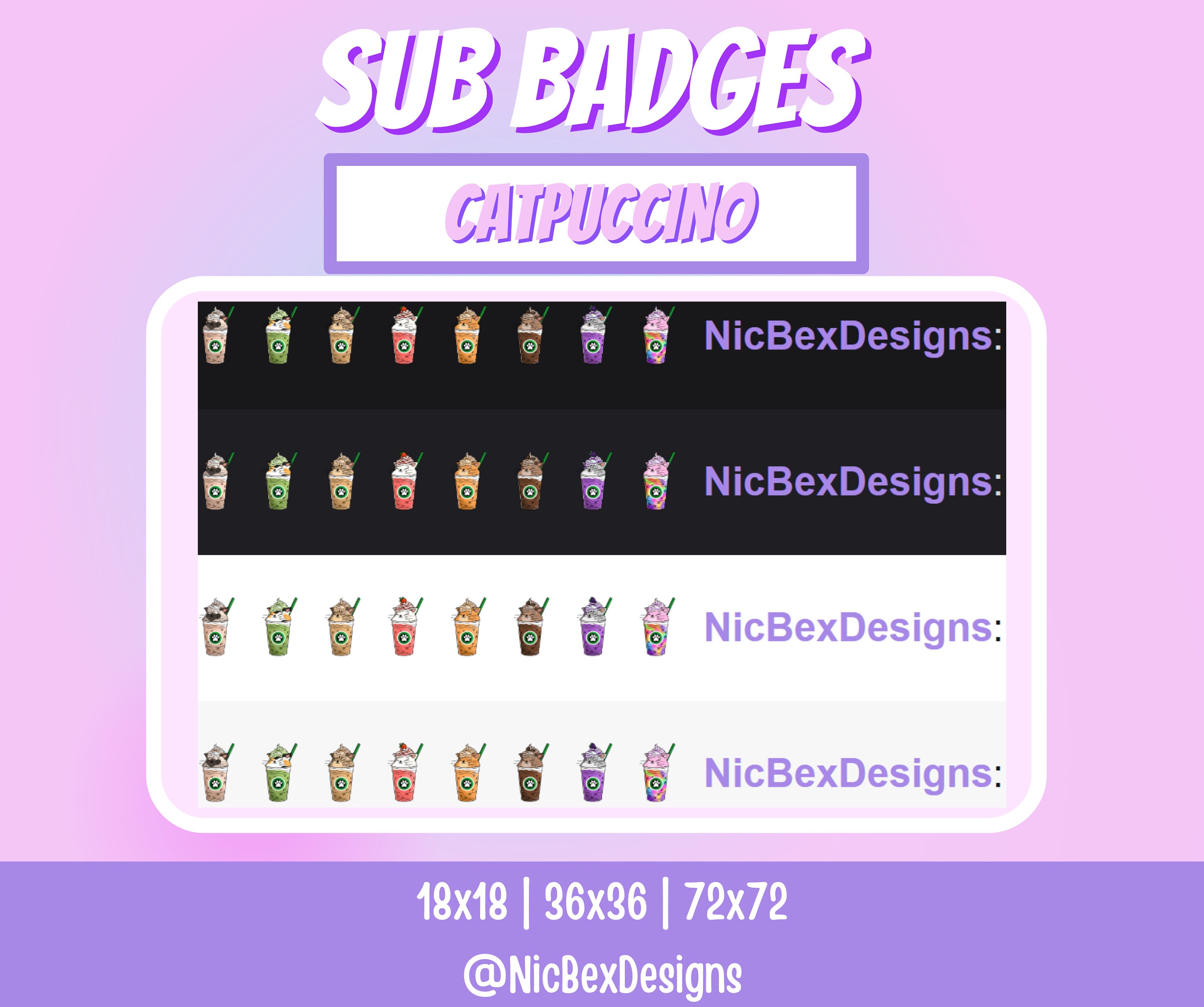 Catpuccino Twitch Sub Badges / Bit Badges / Youtube / Cheer Badges ...