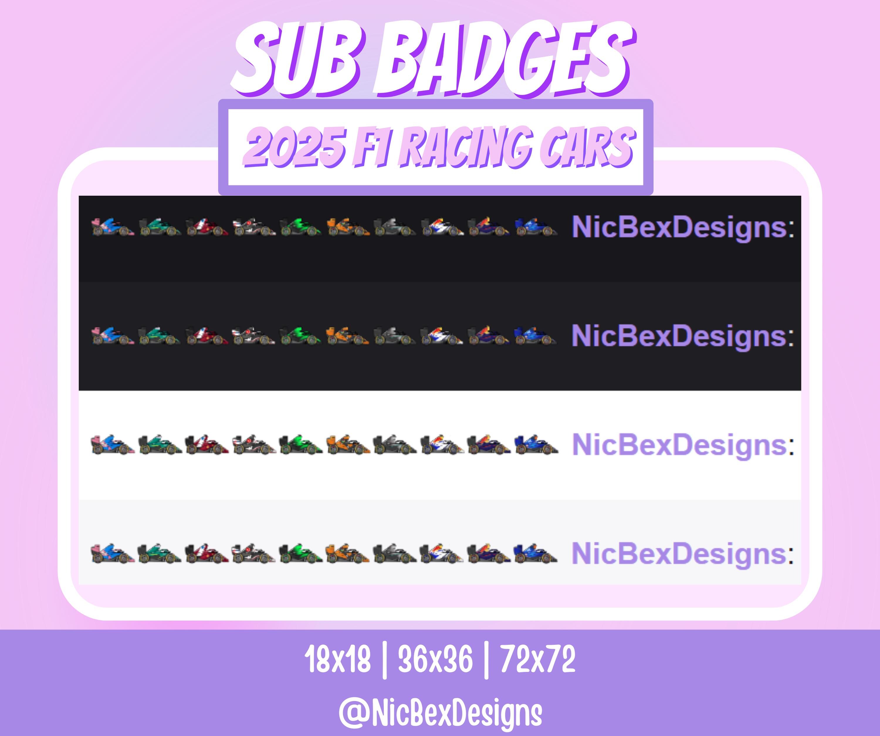 F1 Racing Car Twitch Sub Badges & Emotes / Bit Badges / Streamer ...