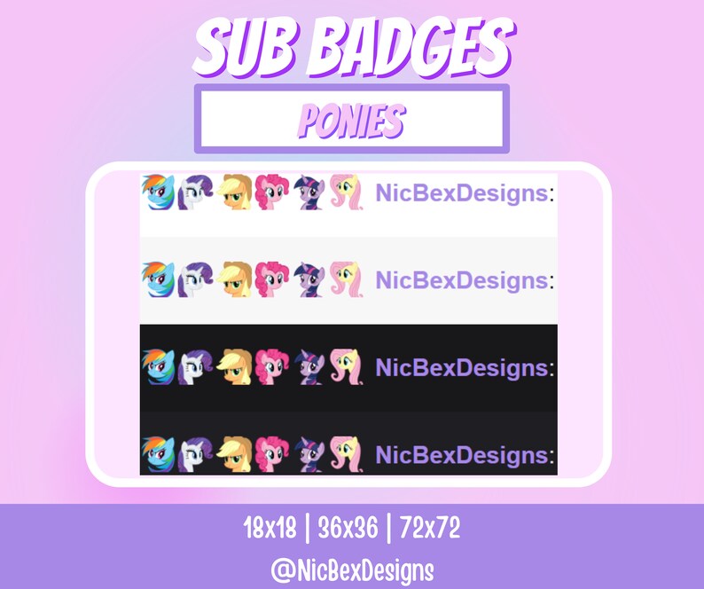 Pony Twitch Sub Badges & Emotes / Bit Badges / Streamer / Youtube ...