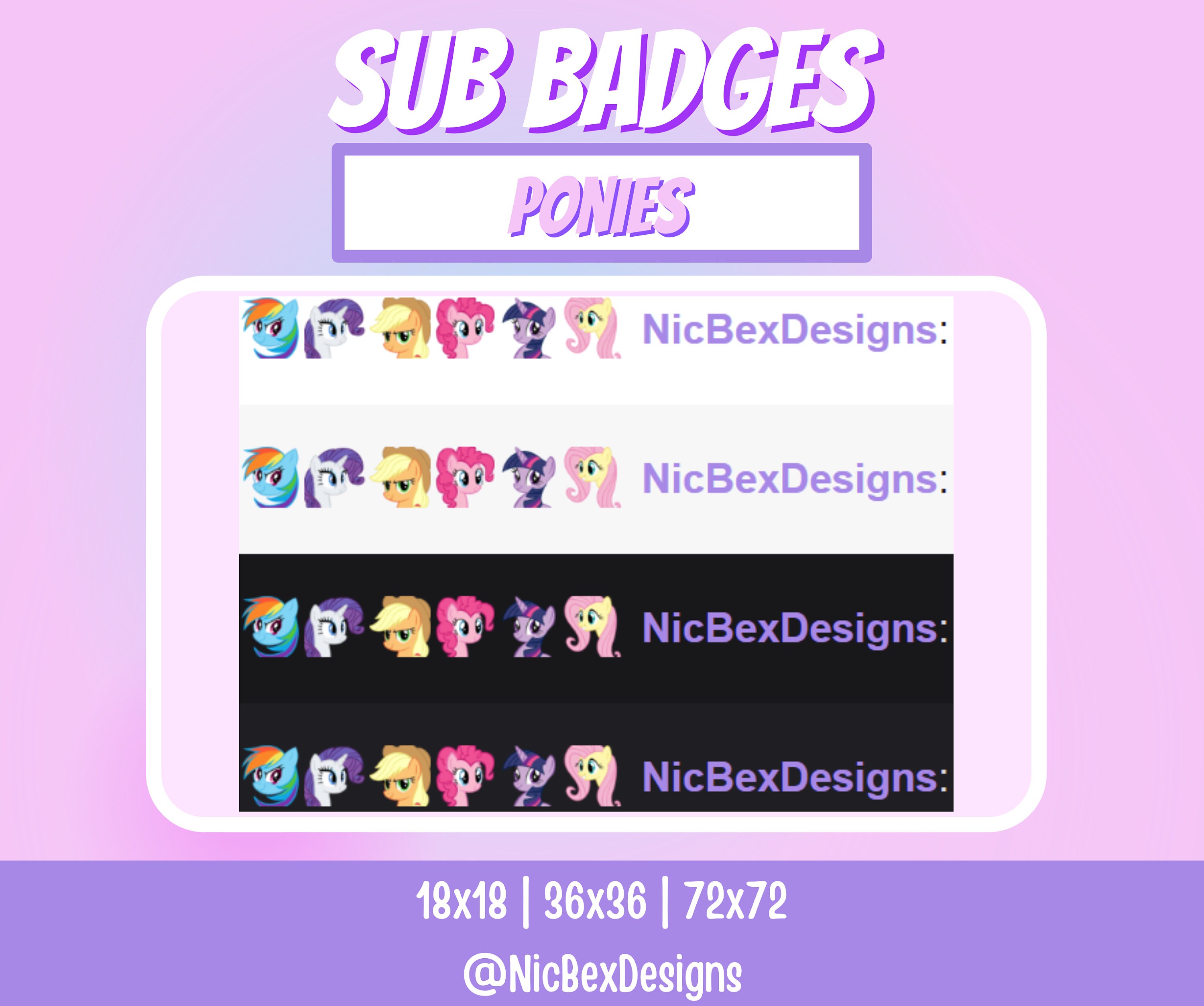 Pony Twitch Sub Badges & Emotes / Bit Badges / Streamer / Youtube ...