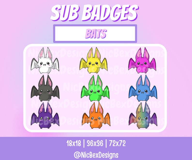 Bat Twitch Sub Badges / Bit Badges / Youtube / Cheer Badges ...