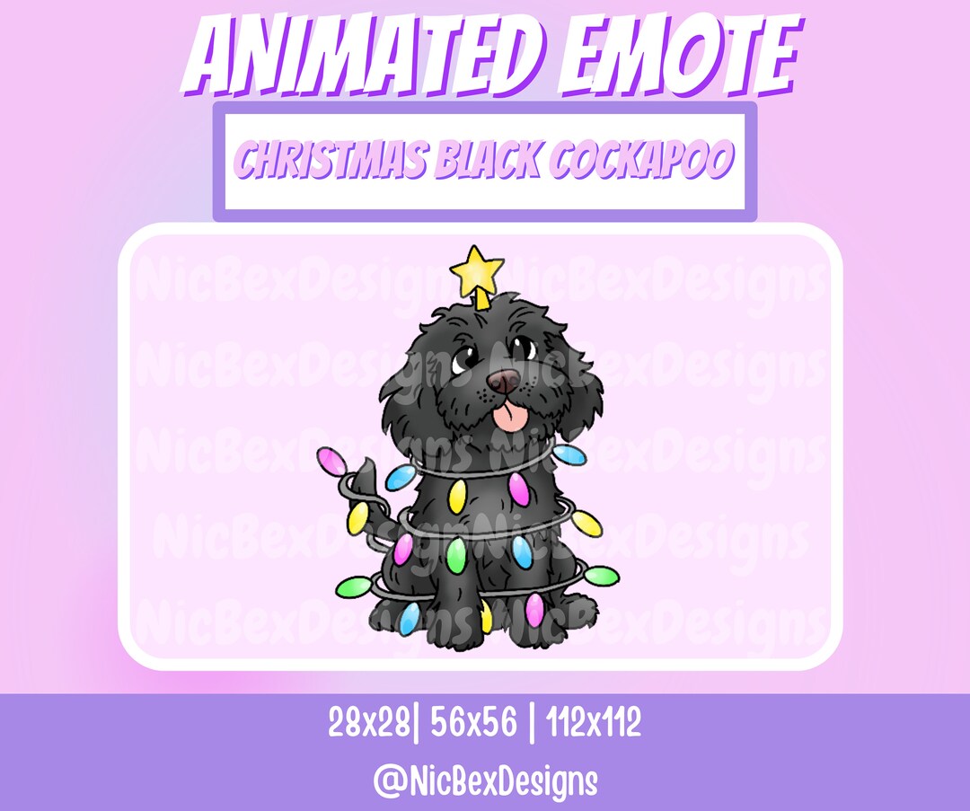 Christmas Black Cockapoo Twitch Animated Emote / Streamer / Youtube ...