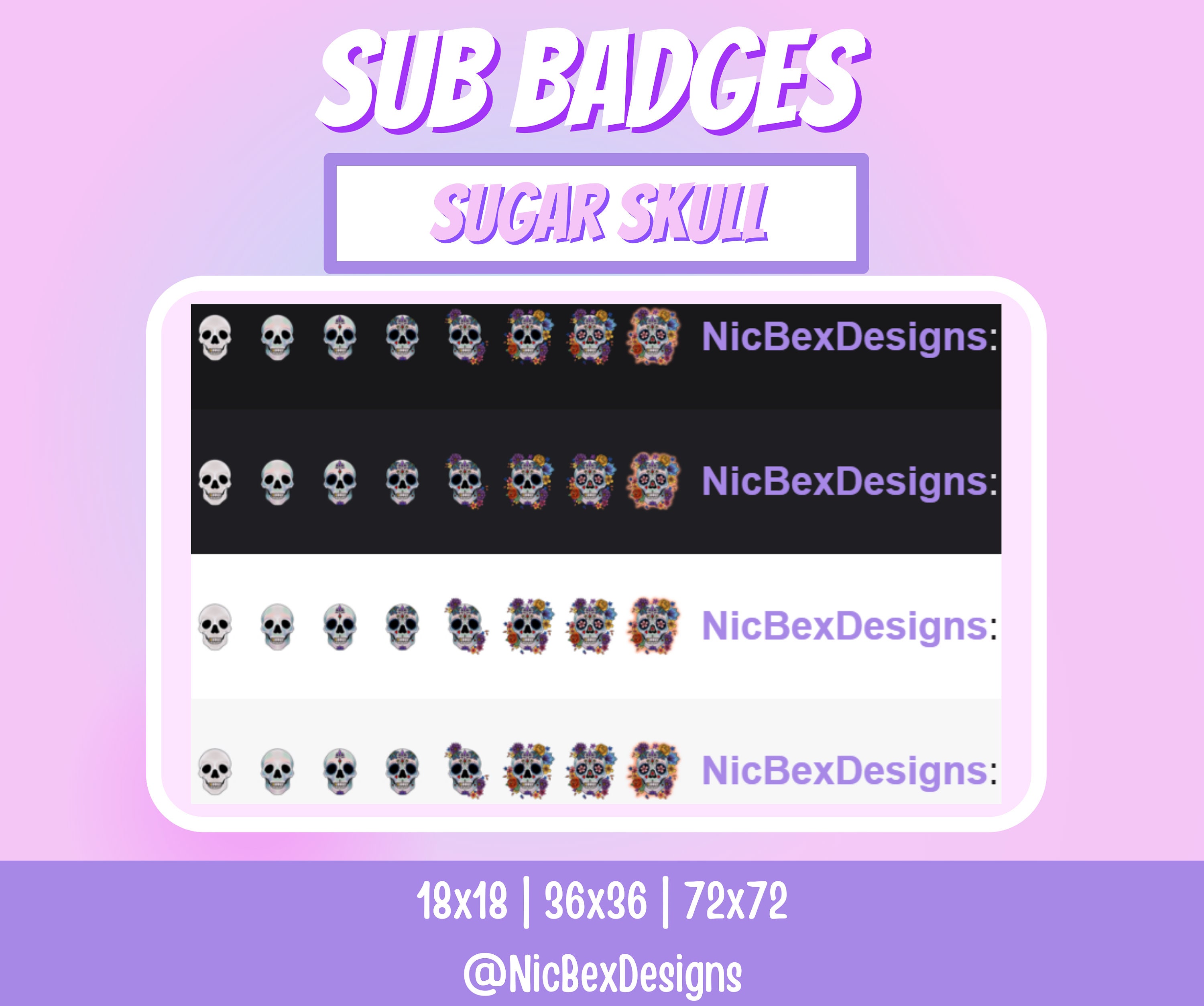 Sugar Skull Twitch Sub Badges / Bit Badges / Youtube / Cheer Badges ...