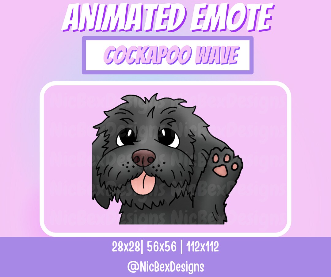 Black Cockapoo Wave Twitch Animated Emote / Streamer / Youtube / Dog ...