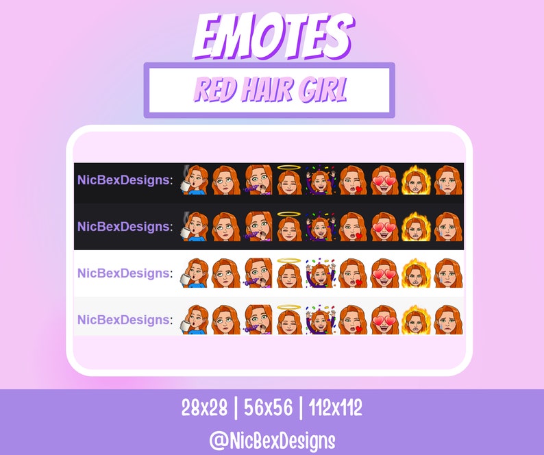 Red Hair Girl Twitch Emotes / Bit Badges / Streamer / Youtube / Sub ...