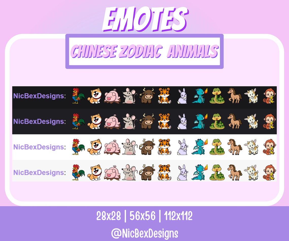 Chinese Zodiac Animal Twitch Sub Badges & Emotes / Bit Badges ...
