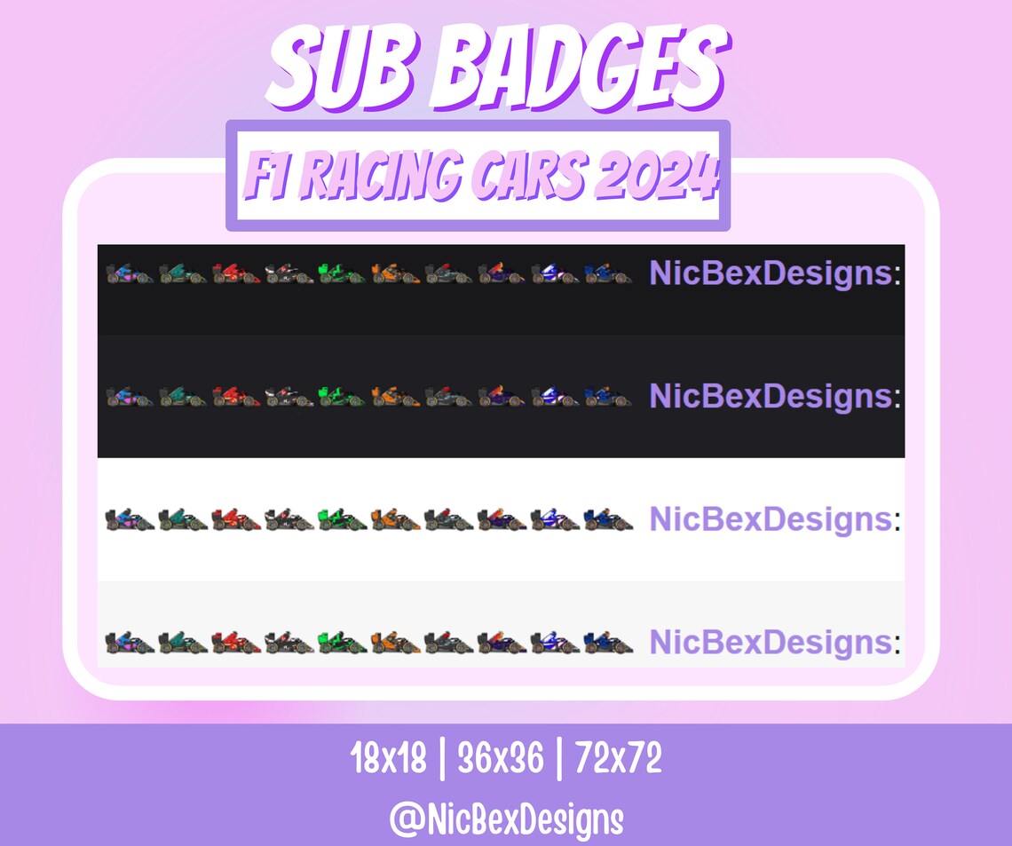 F1 Racing Car Twitch Sub Badges & Emotes / Bit Badges / Streamer ...
