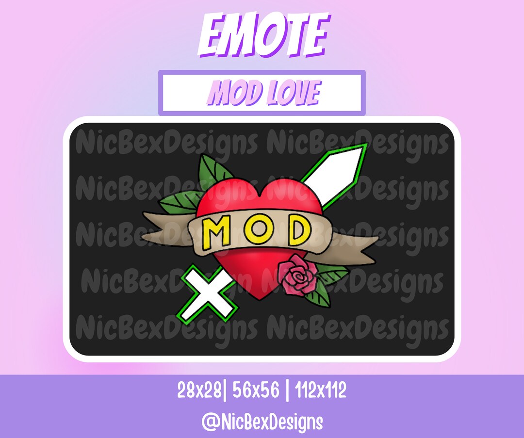 Mod Love Twitch Emote / Bit Badges / Streamer / Youtube / Sub Badges ...