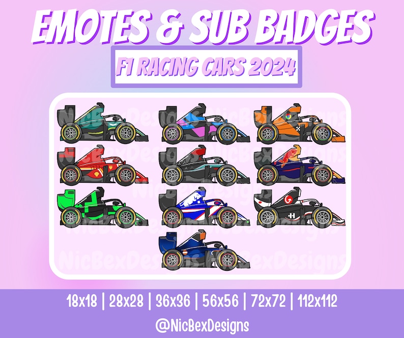 F1 Racing Car Twitch Sub Badges & Emotes / Bit Badges / Streamer ...