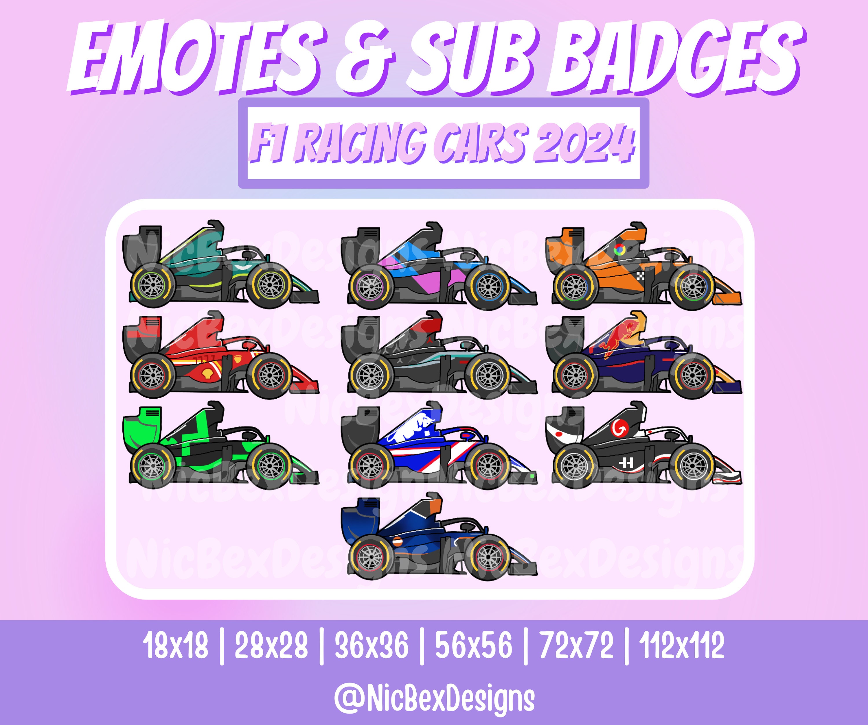 F1 Racing Car Twitch Sub Badges & Emotes / Bit Badges / Streamer ...