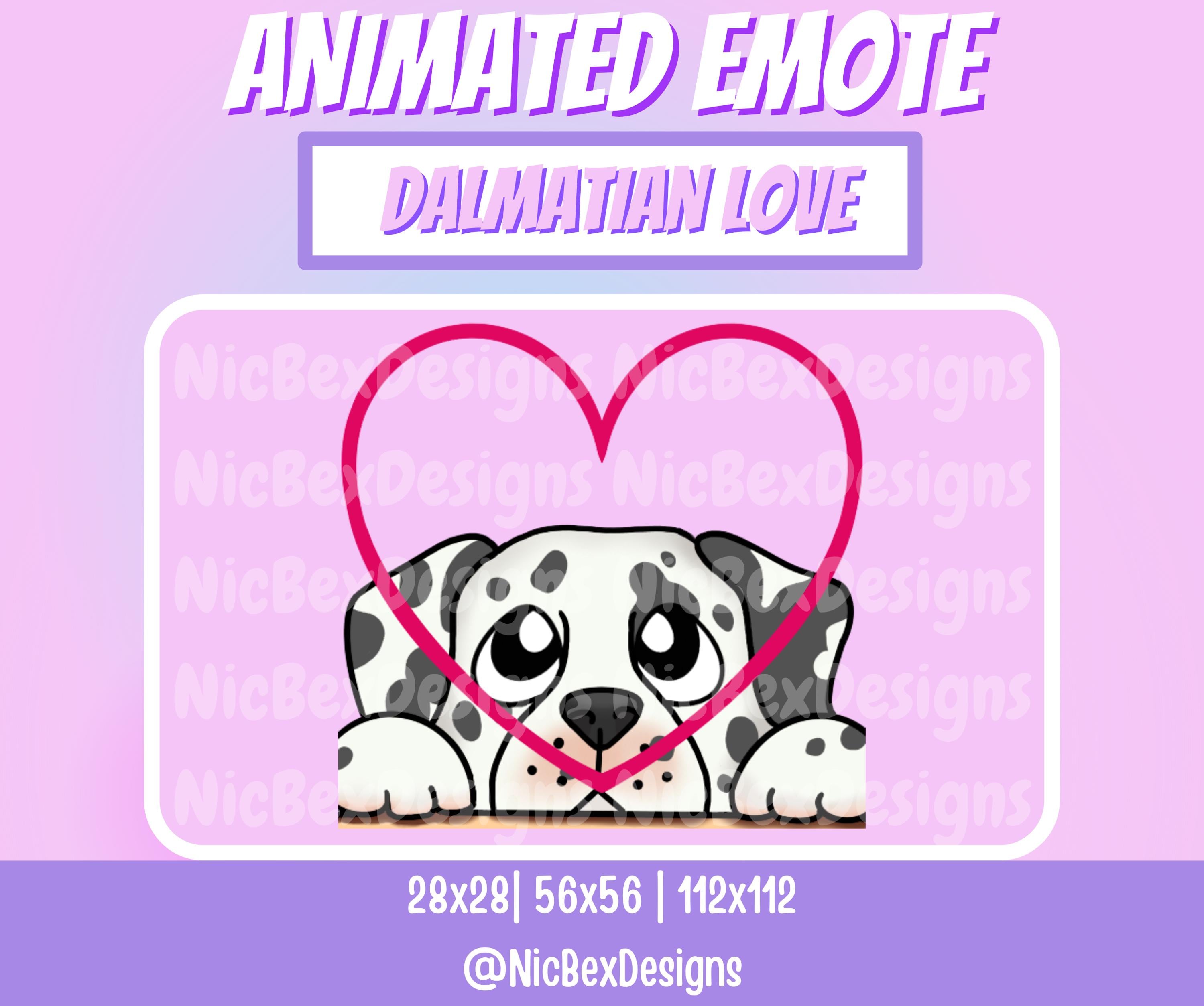 Dalmatian Love Twitch Animated Emote / Streamer / Dog Emote / Love ...
