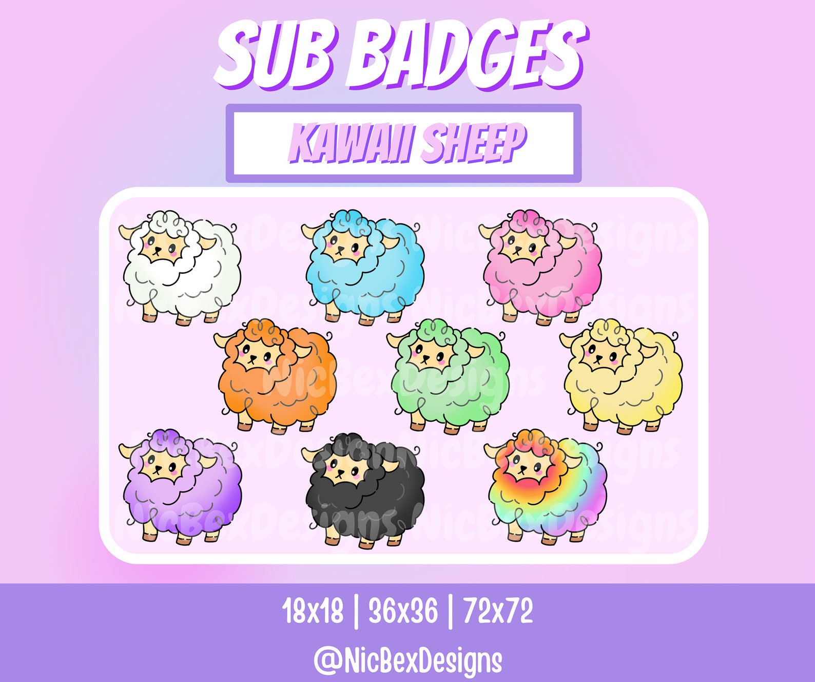 Kawaii Sheep Twitch Sub Badges / Bit Badges / Youtube / Palworld / Cute ...