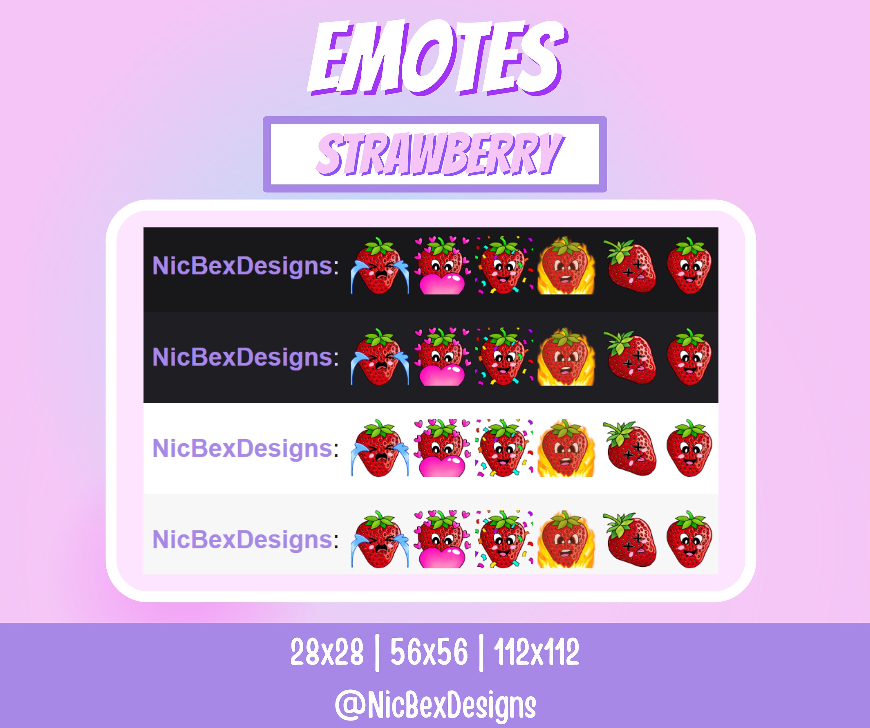 Strawberry Twitch Emotes / Fruit Emote / Streamer / Youtube / Twitch ...