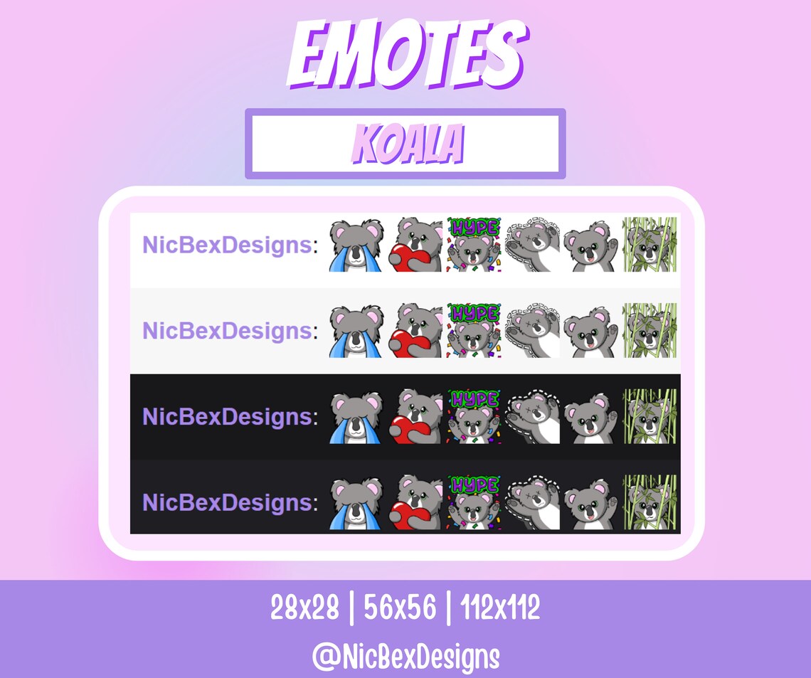 Koala Twitch Emotes / Bit Badges / Streamer / Youtube / Twitch Emotes ...
