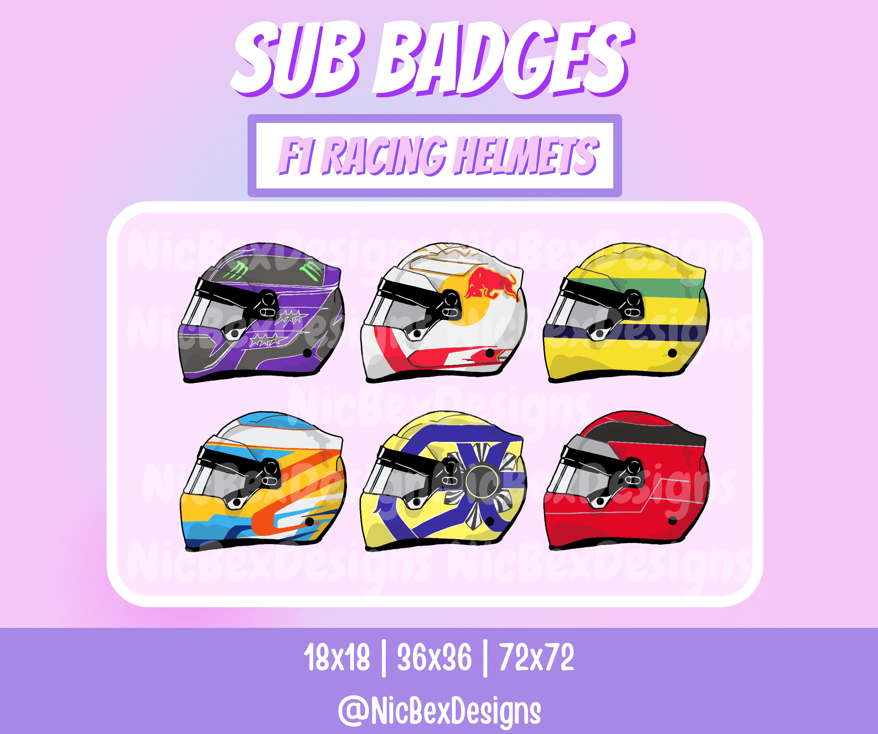 F1 Racing Helmet Twitch Sub Badges / Bit Badges / Streamer / Youtube ...