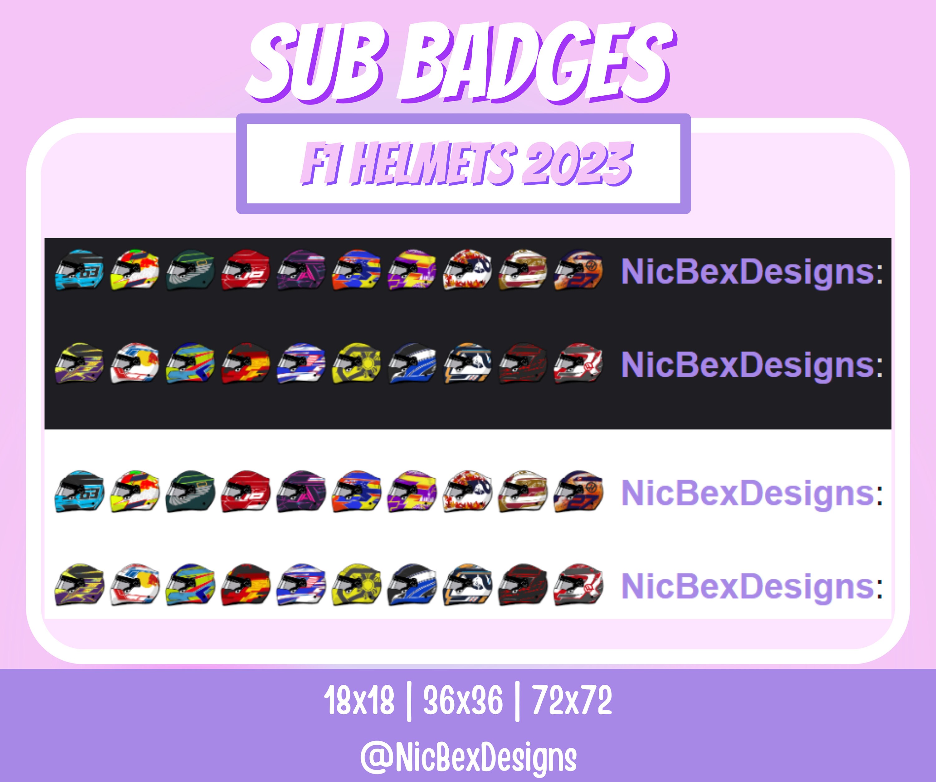 F1 Driver Helmets Twitch Sub Badges & Emotes / Bit Badges / Streamer ...