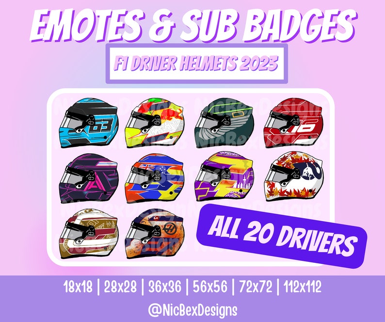 F1 Driver Helmets Twitch Sub Badges & Emotes / Bit Badges / Streamer ...