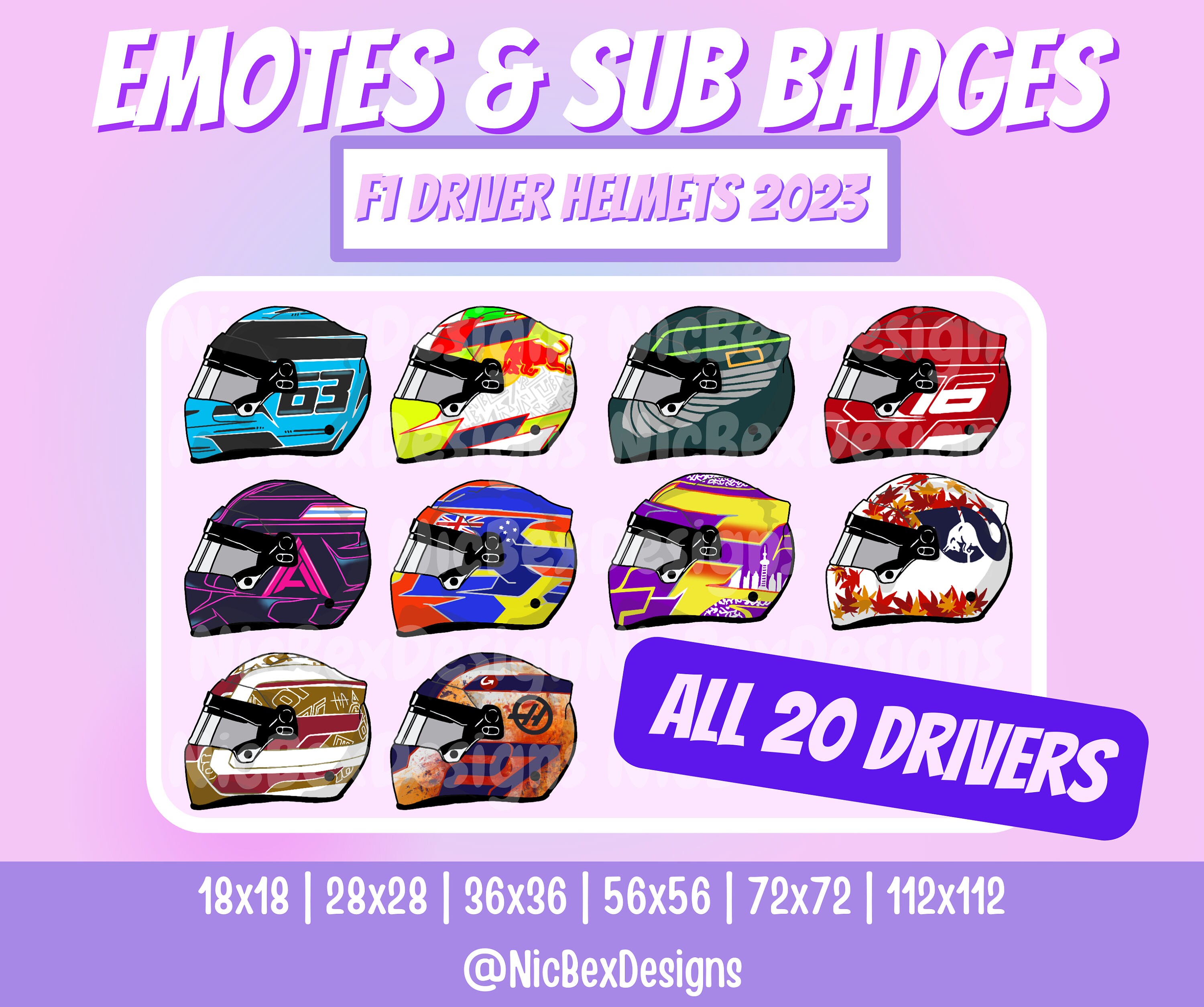 F1 Driver Helmets Twitch Sub Badges & Emotes / Bit Badges / Streamer ...