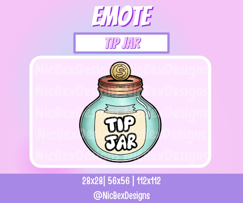 Tip Jar Twitch Emote / Streamer / Youtube / Tip Jar Emote / Tip Jar ...