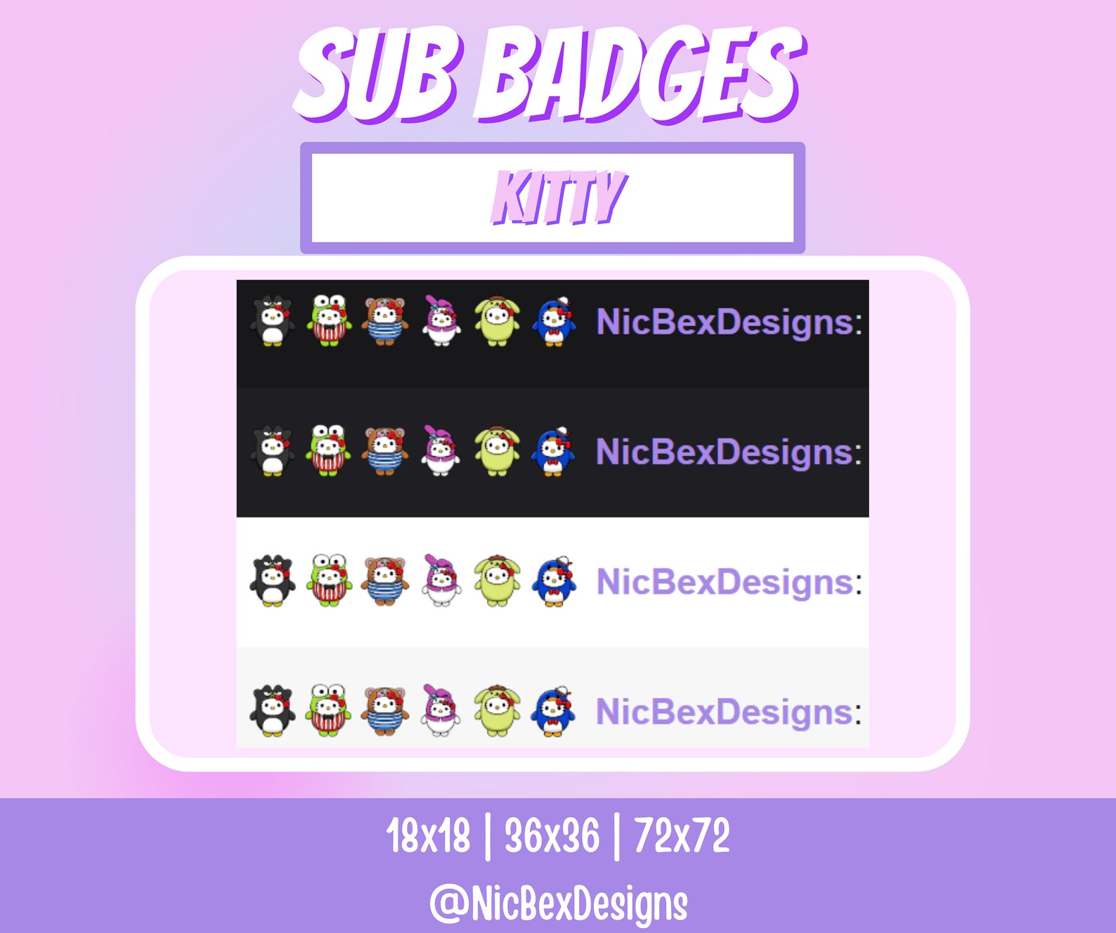 Kitty Twitch Sub Badges / Bit Badges / Streamer / Youtube / Cheer ...