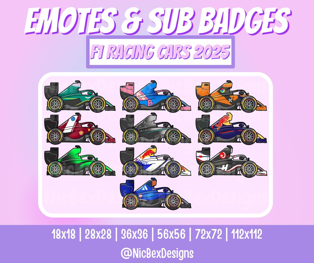 F1 Racing Car Twitch Sub Badges & Emotes / Bit Badges / Streamer ...