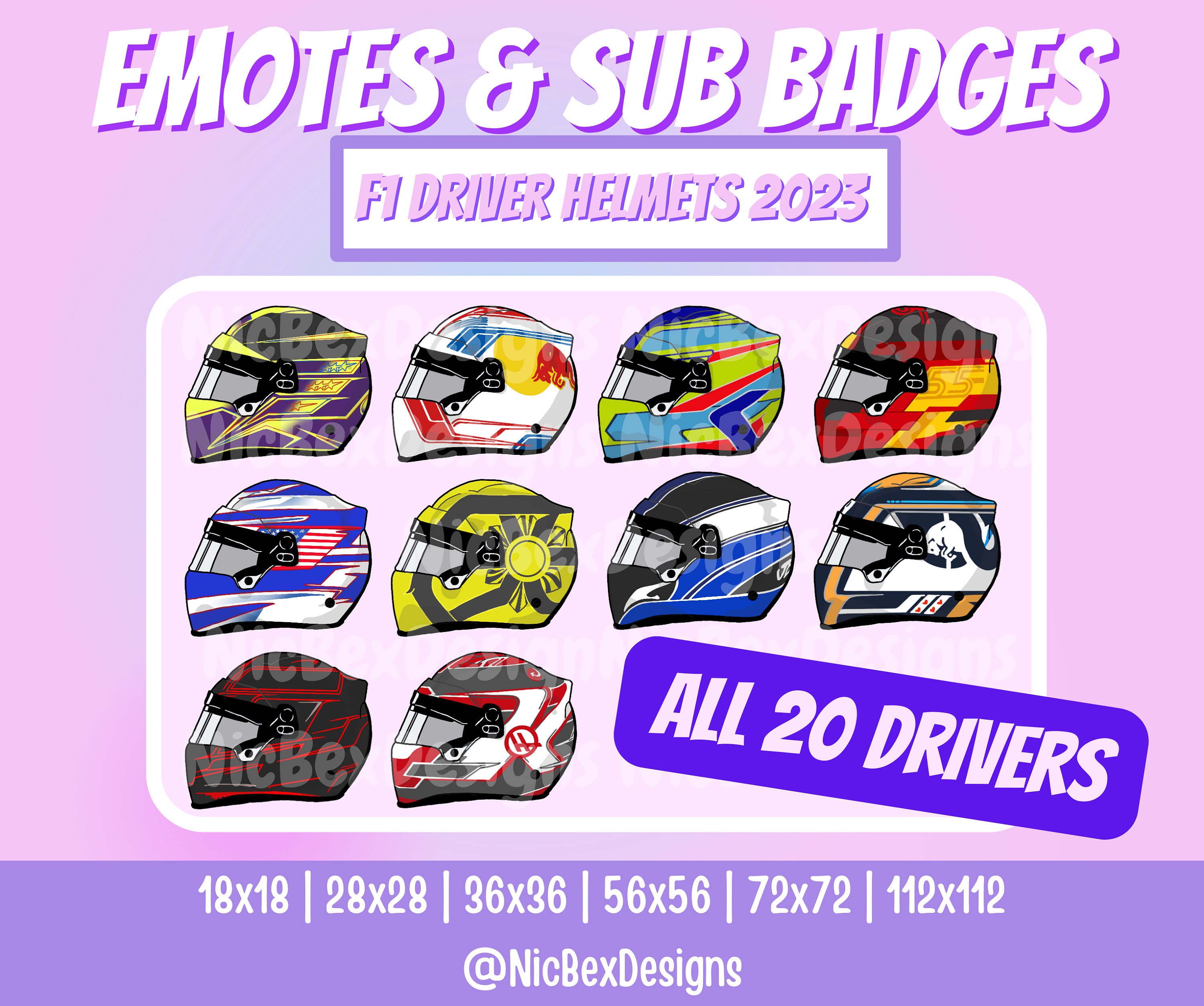 F1 Driver Helmets Twitch Sub Badges & Emotes / Bit Badges / Streamer ...