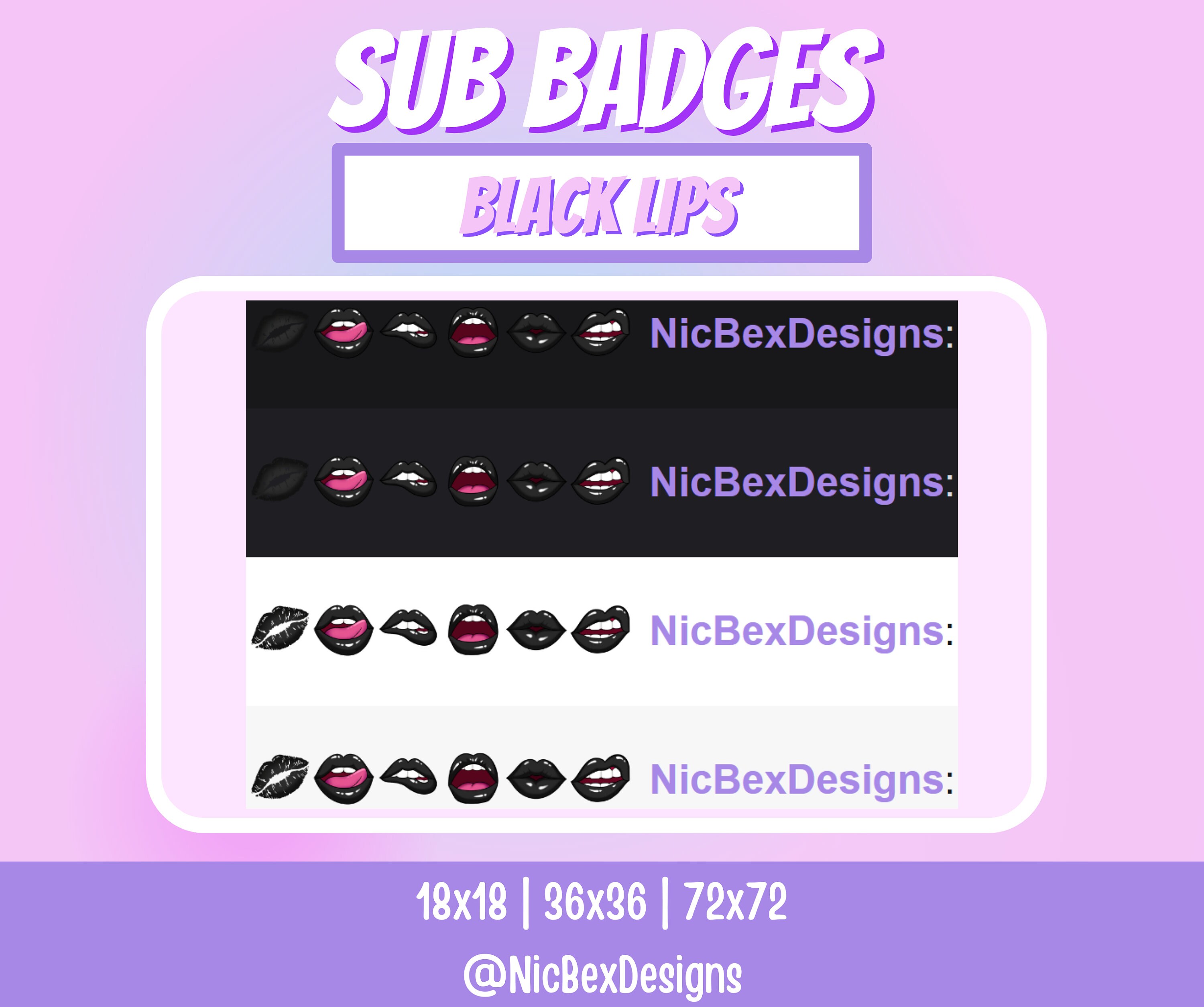 Black Lips Twitch Sub Badges & Emotes / Bit Badges / Youtube / Twitch ...