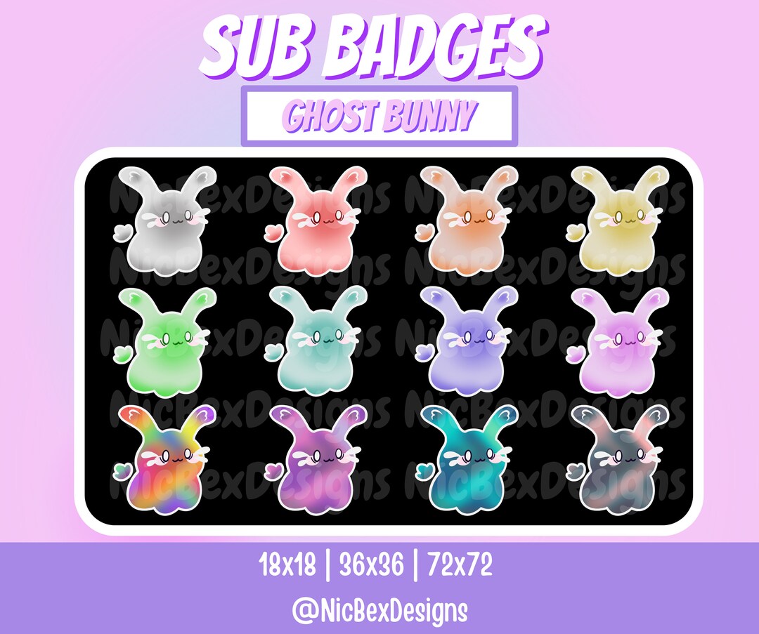 Ghost Bunny Twitch Sub Badges / Streamer / Youtube / Stream Badges ...