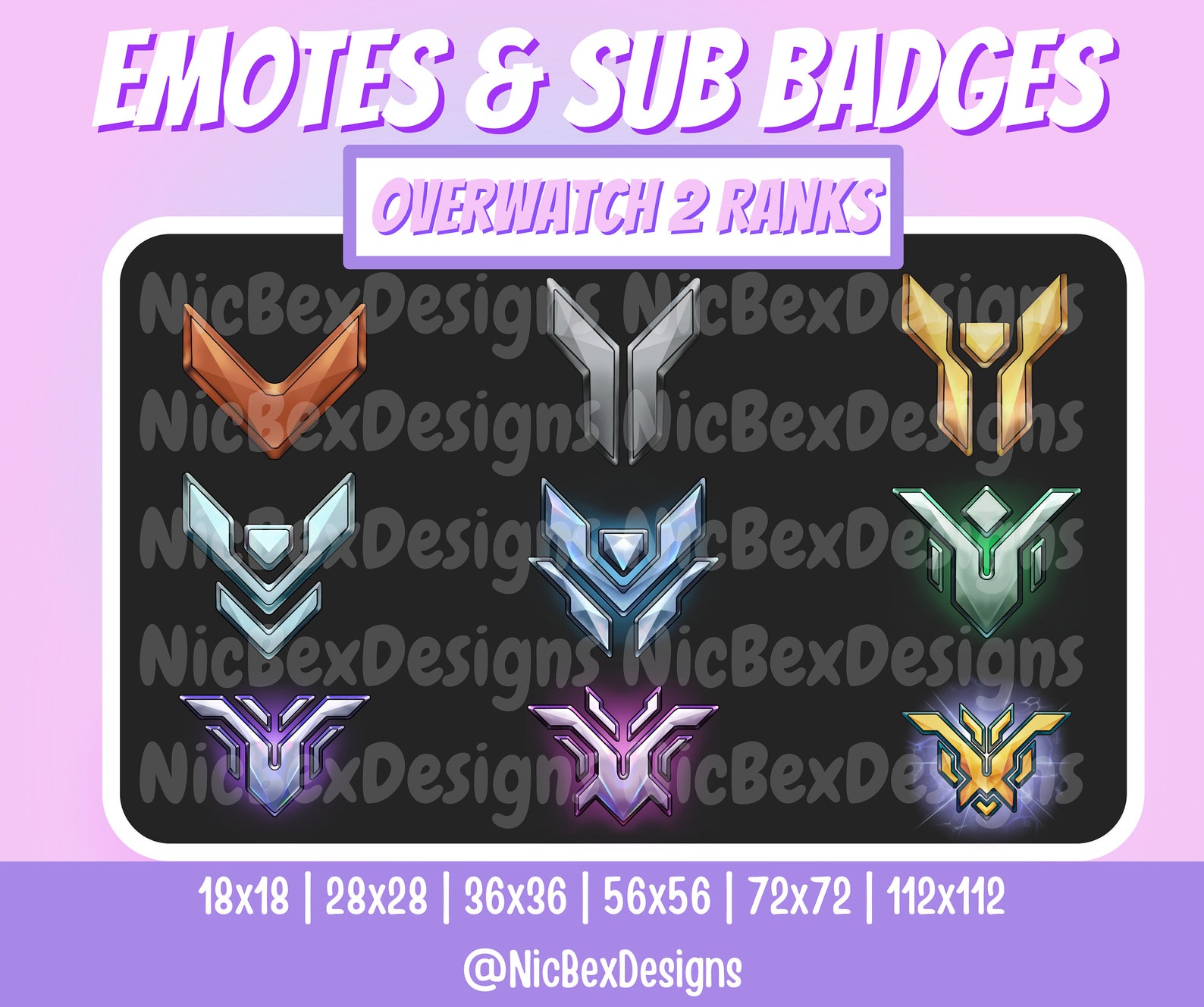 Overwatch 2 Rank Twitch Sub Badges & Emotes / Bit Badges / Streamer ...