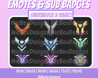 Overwatch 2 Rank Twitch Sub Badges & Emotes / Bit Badges / Streamer ...