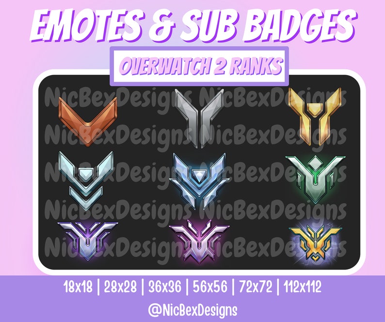 Overwatch 2 Rank Twitch Sub Badges & Emotes / Bit Badges / Streamer ...