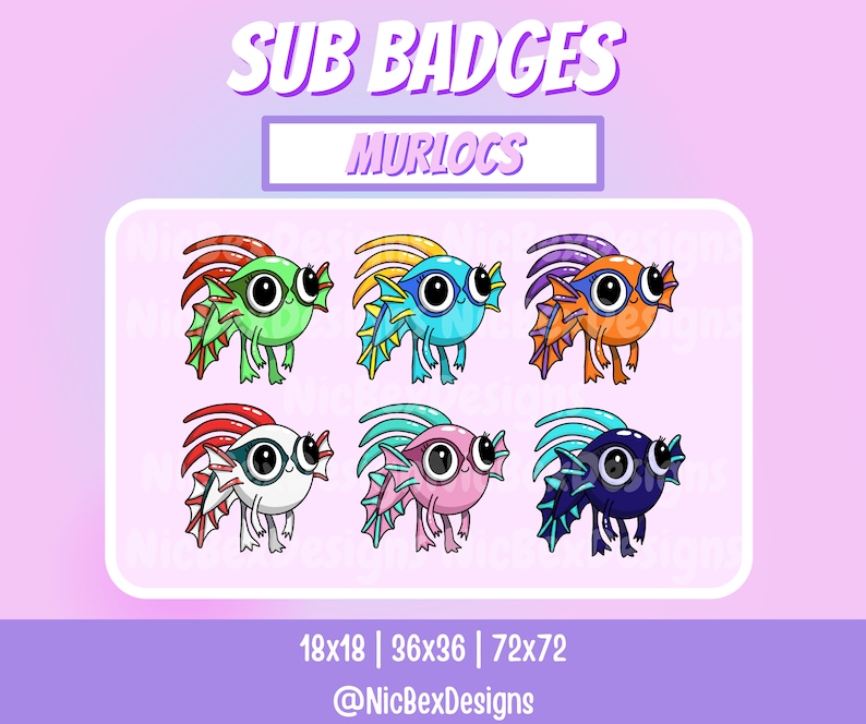 Murloc Twitch Sub Badges / Bit Badges / Streamer / Youtube/cheer Badges ...