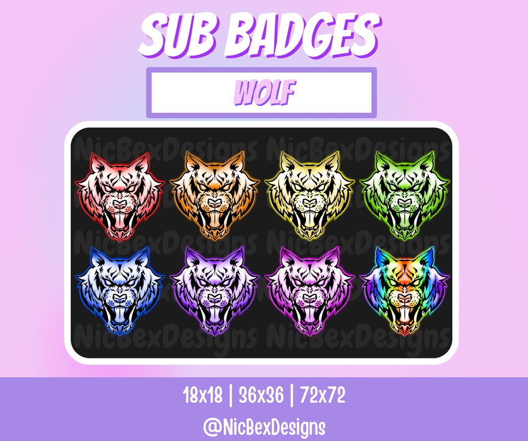 Wolf Twitch Sub Badges / Streamer/ Wolf Sub Badges / Twitch Stream / Sub Badges / Dog Sub Badges ...