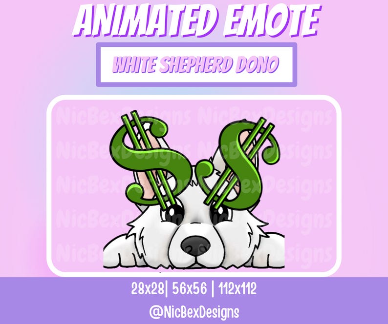 White Shepherd Twitch Animated Emote / Streamer / Dog Emote / Donation ...